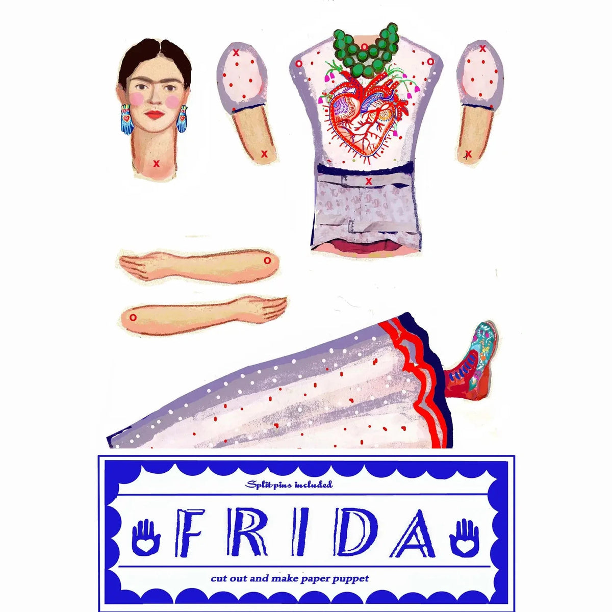 Frida Kahlo cut and make puppet – Third Drawer Down